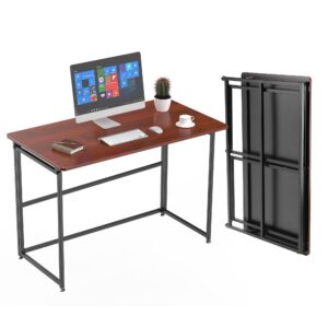 eureka ergonomic modern folding computer desk small desk teen student dorm study desks 43-inch fold up desk, easy to be folded or unfolded for writing, laptop working and crafting, fits home office