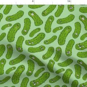 Spoonflower Fabric - Pretty Pickles Pickled Cucumbers Jars Faces Printed on Petal Signature Cotton Fabric Fat Quarter - Sewing Quilting Apparel Crafts Decor