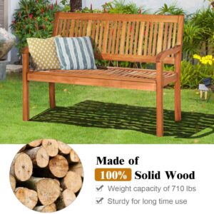 LDAILY Moccha Wood Outdoor Bench, Multi-use, Sturdy and Durable, Easy Assembly, Natural Teak Material, Ideal for Garden, Patio, Porch