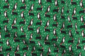 spoonflower fabric - bernese mountain dogs candy canes winter snowflakes green christmas printed on petal signature cotton fabric fat quarter - sewing quilting apparel crafts decor