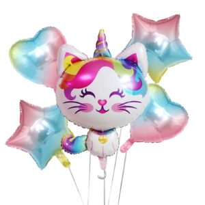 cat unicorn party balloons caticorn balloons gradient heart and star balloons for caticorn themed birthday baby shower party decor supplies