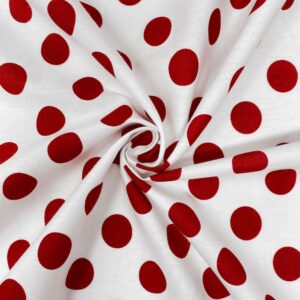 Polka Dot Printed Large White Background 100% Cotton Printed Fabric 58/60" Wide Sold BTY Shirts, Dresses, Apparel, Event Decor (Red)