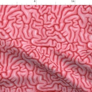 Spoonflower Fabric - Neon Pink Big Brains Zombie Brain Anatomy Gross Nature Printed on Petal Signature Cotton Fabric Fat Quarter - Sewing Quilting Apparel Crafts Decor