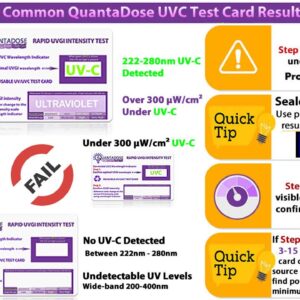 2nd Gen QuantaDose® Reusable UVC Light Test Card with UV Intensity Strip Sensitive to UVA/UVB/UVC Light