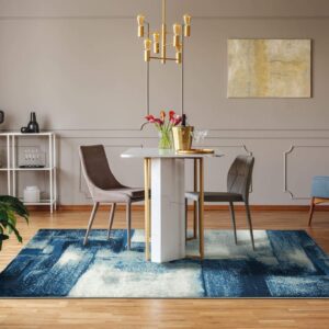 LUXE WEAVERS Lagos Collection 7558 Navy 4x5 Abstract Area Rug