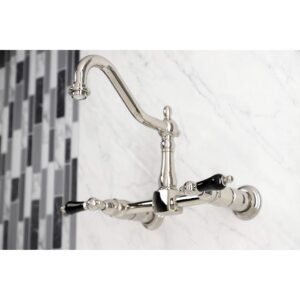 Kingston Brass KS1246PKL Duchess Two-Handle Wall Mount Bridge Kitchen Faucet, Polished Nickel