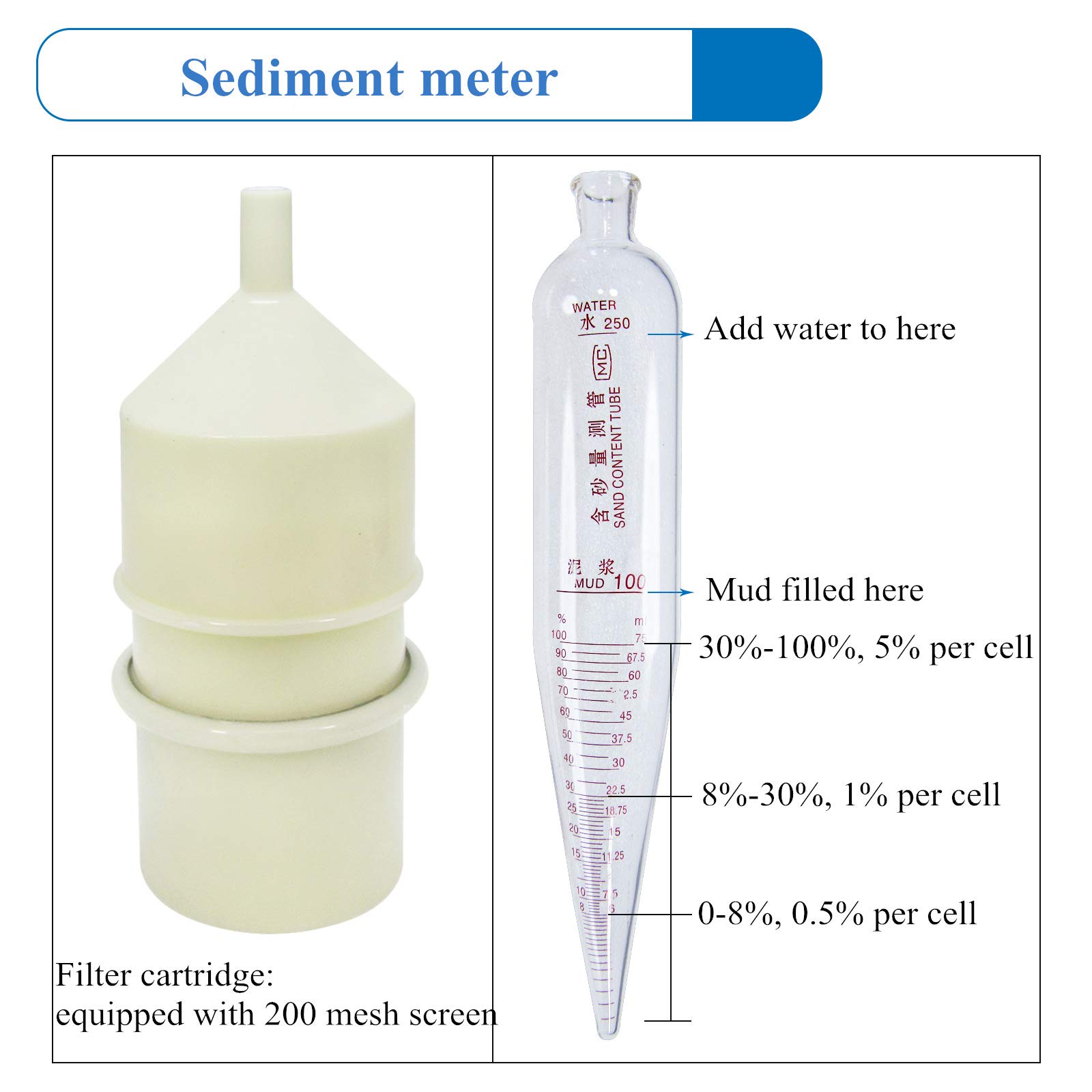 YUCHENGTECH Mud Hydrometer Mud Tester Slurry Test Kit Sand Content Kit Mud Tester Viscosimeter Sand Content Meter (Kit)