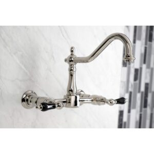 Kingston Brass KS1246PKL Duchess Two-Handle Wall Mount Bridge Kitchen Faucet, Polished Nickel