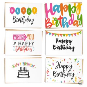 Seymour Butz Bundle of 2 Bulk Greeting Card Sets- 120 Pack Happy Birthday Cards and 120 Pack Thank You Cards – Each Set Includes 6 Designs With Craft Paper Envelopes