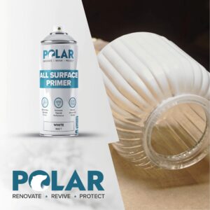 Polar All Surface Primer Matt White - 2 x 13.5 Fl Oz - Ideal for Wood, Metal, Plastic, Brick - Enhanced Adhesion & Quick Drying