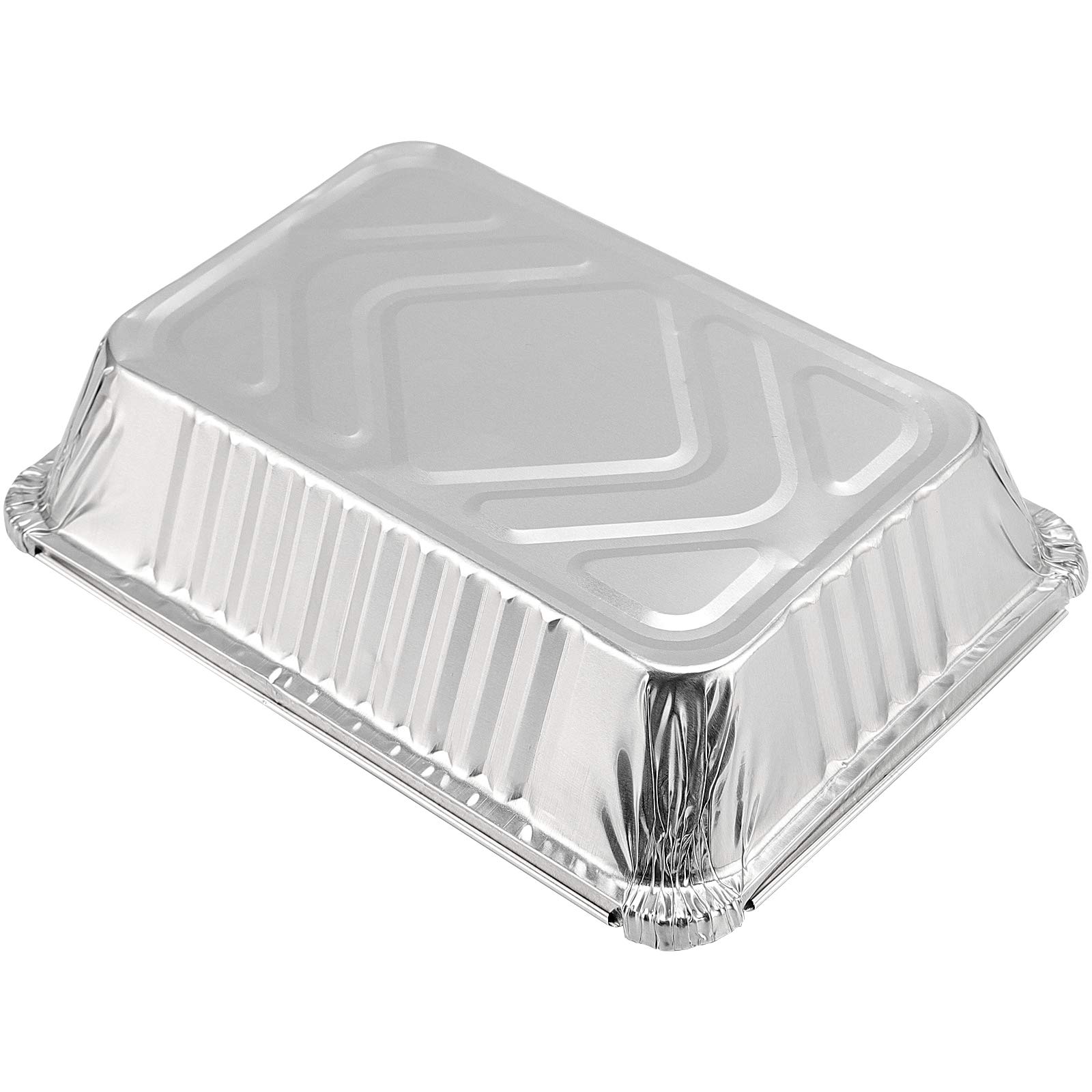 HOZEON 125 Pack 2.25lb 8.4 x 5.9 Inch Aluminum Foil Pans, Disposable Takeout Pans with Clear Lids, Disposable Aluminum Foil Trays for Cooking, Baking, Prepping Food, Takeout, Heating, Storing