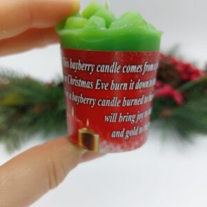 Handmade Christmas Bayberry Votive Candles with Bayberry Poem Set of 3