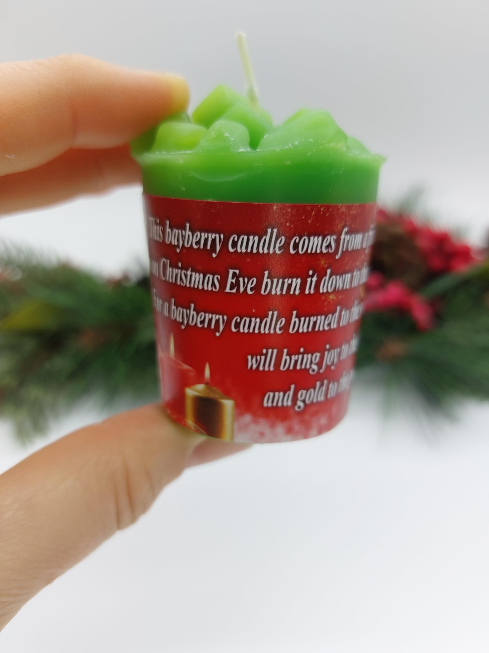 Handmade Christmas Bayberry Votive Candles with Bayberry Poem Set of 3