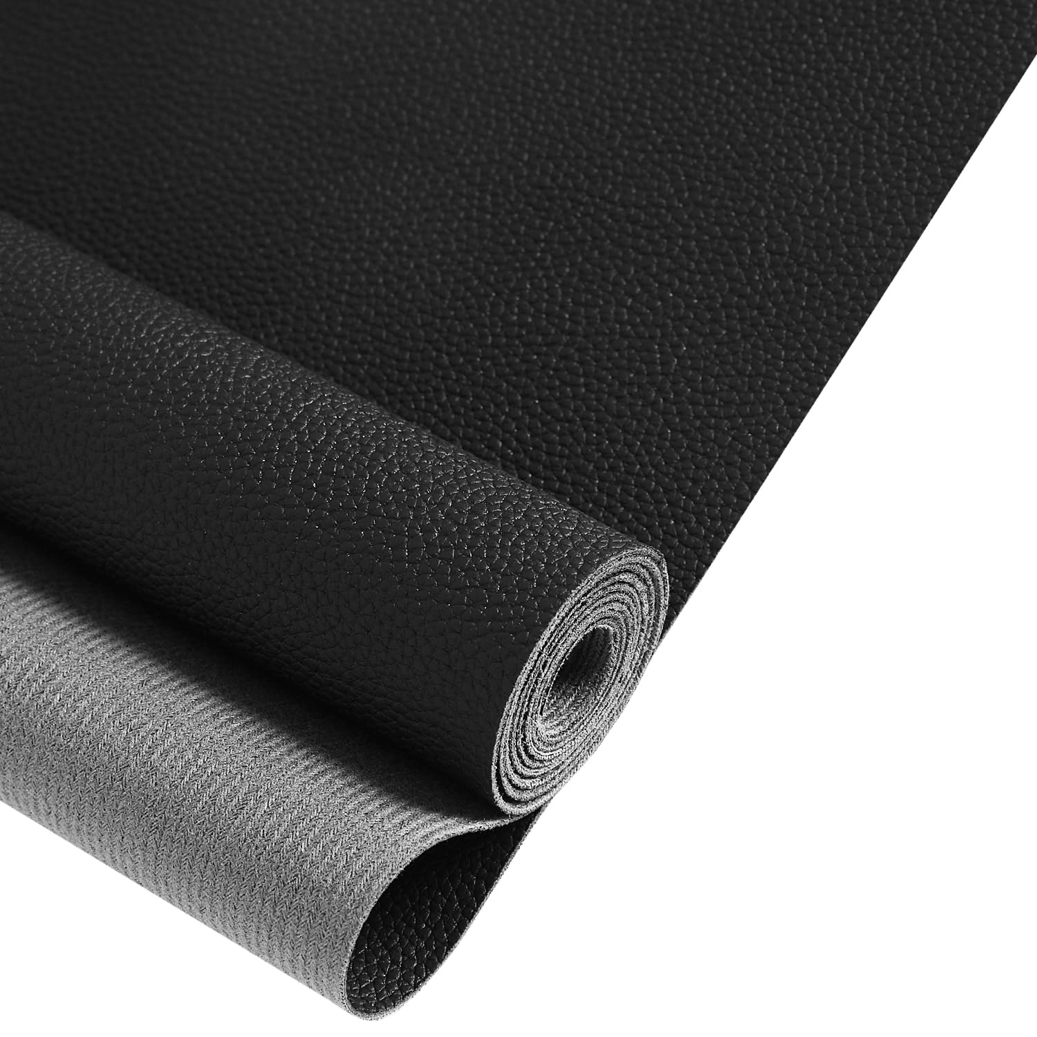 Marine Vinyl Faux Leather Upholstery Fabric 0.9 mm Thickness: Waterproof, Scratch-Resistant, Perfect for Upholstering Cars, Outdoor Yachts, and Home Furniture (Black,Pre-Cut 1 Yard)