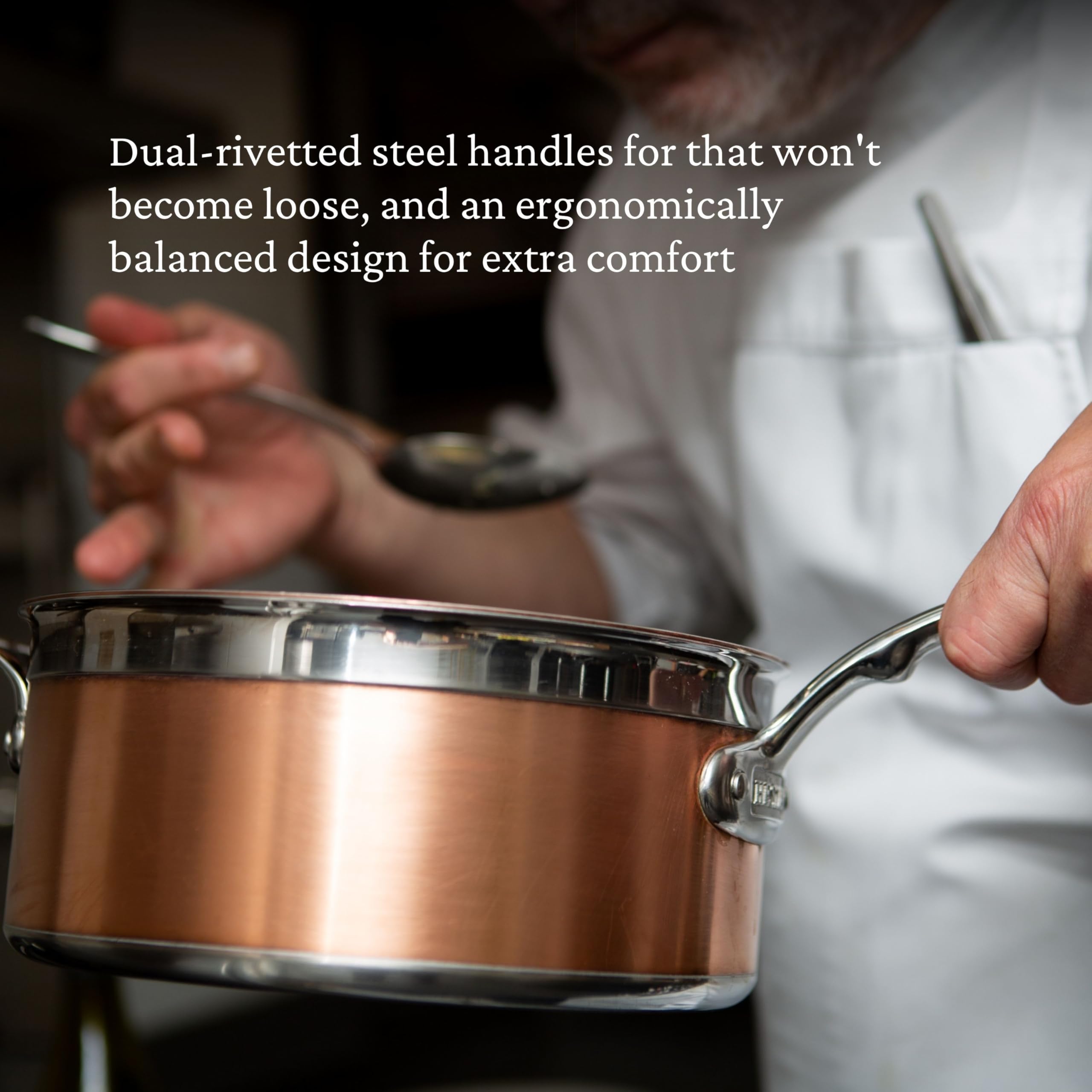 Hestan - CopperBond Collection - 100% Pure Copper Sauce Pan, Induction Cooktop Compatible, 3 Quart