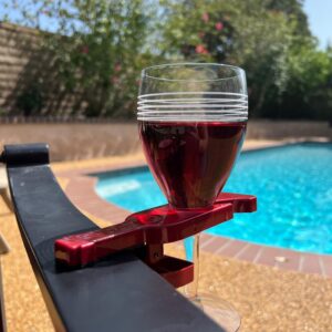 WINEGRASP Cheers! Stemmed Wine Glass Holder for Adirondack & Camping Chairs, Picnic Tables, & Patio Railings (2-Pack)