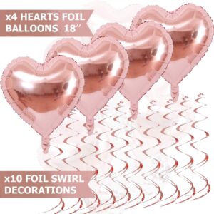 Rose Gold Party Decorations | Bachelorette Bridal Shower Engagement 21st Birthday Decorations | Rose Gold Party Decoration Rose Gold Party Supplies - Rose Gold Heart Balloons Paper Plates Napkins Cups