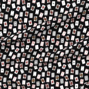 Spoonflower Fabric - Scattered Playing Cards Black Deck Gambling Casino Masculine Game Room Printed on Petal Signature Cotton Fabric Fat Quarter - Sewing Quilting Apparel Crafts Decor