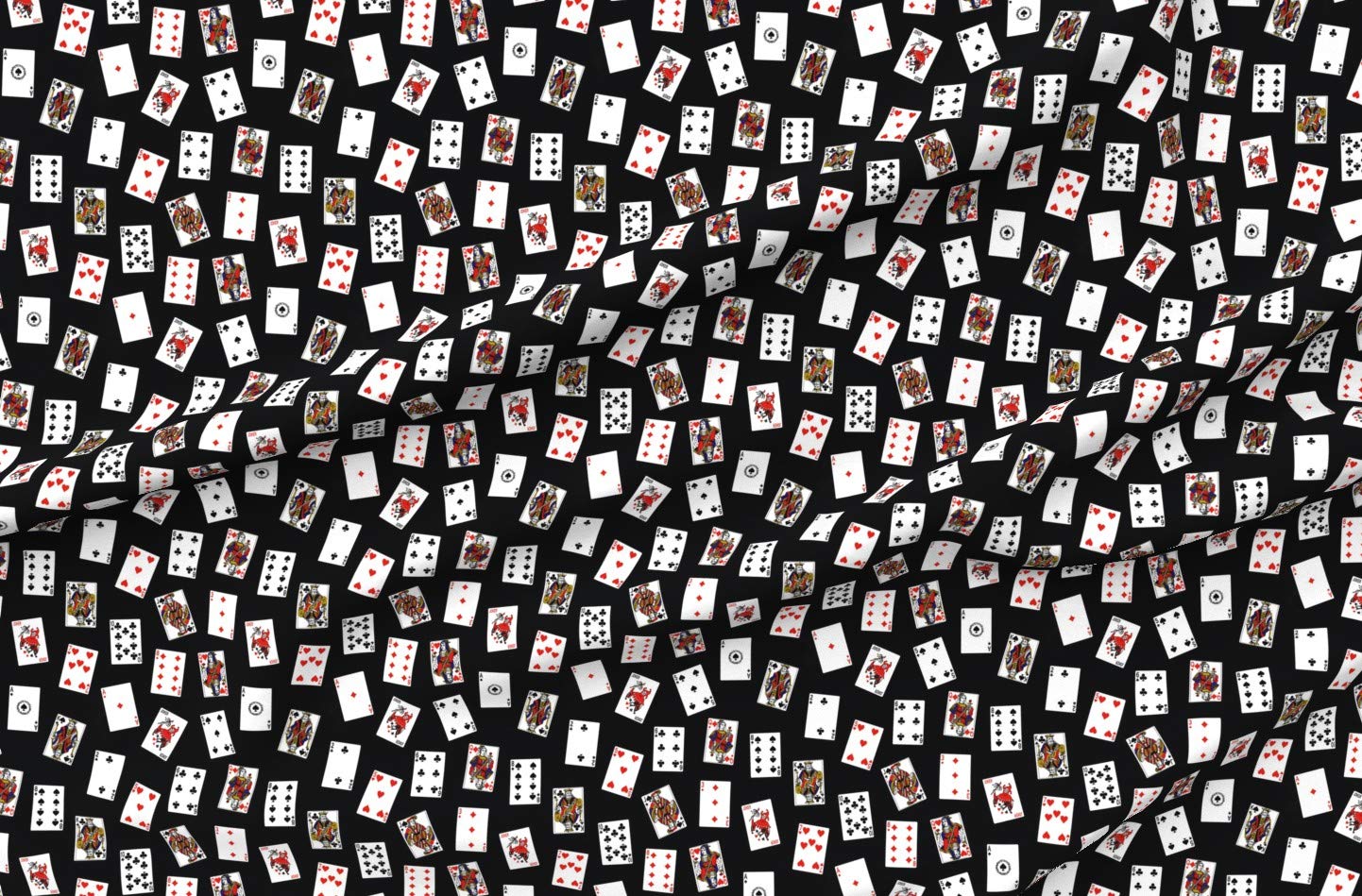 Spoonflower Fabric - Scattered Playing Cards Black Deck Gambling Casino Masculine Game Room Printed on Petal Signature Cotton Fabric Fat Quarter - Sewing Quilting Apparel Crafts Decor