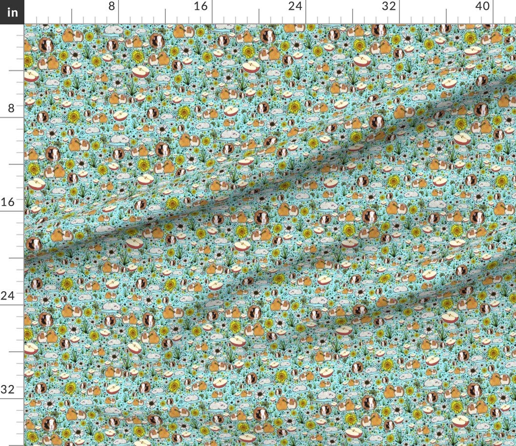 Spoonflower Fabric - Guinea Pigs Blue Pig Cute Cool Printed on Petal Signature Cotton Fabric Fat Quarter - Sewing Quilting Apparel Crafts Decor