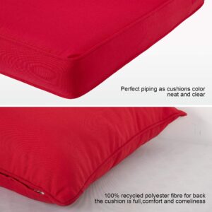 ARTPLAN Outdoor Deep Seat Cushion Set for Wicker Chair，Seat:24"x 24" x 4"，Back:22" W x 24", 100% Foam,Water Repellant, Fade Resistant,Cushion Replacements for Patio Furniture,Red