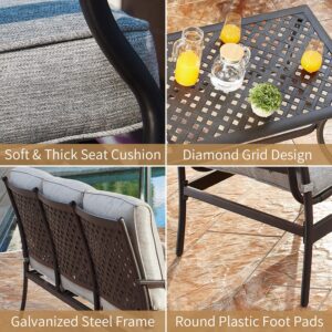 PatioFestival Patio Conversation Set 6 Pieces Metal Outdoor Furniture Seating Sets with Grey Thick Cushions