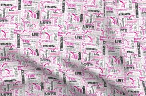 spoonflower fabric - gymnastics pink gymnast printed on petal signature cotton fabric fat quarter - sewing quilting apparel crafts decor