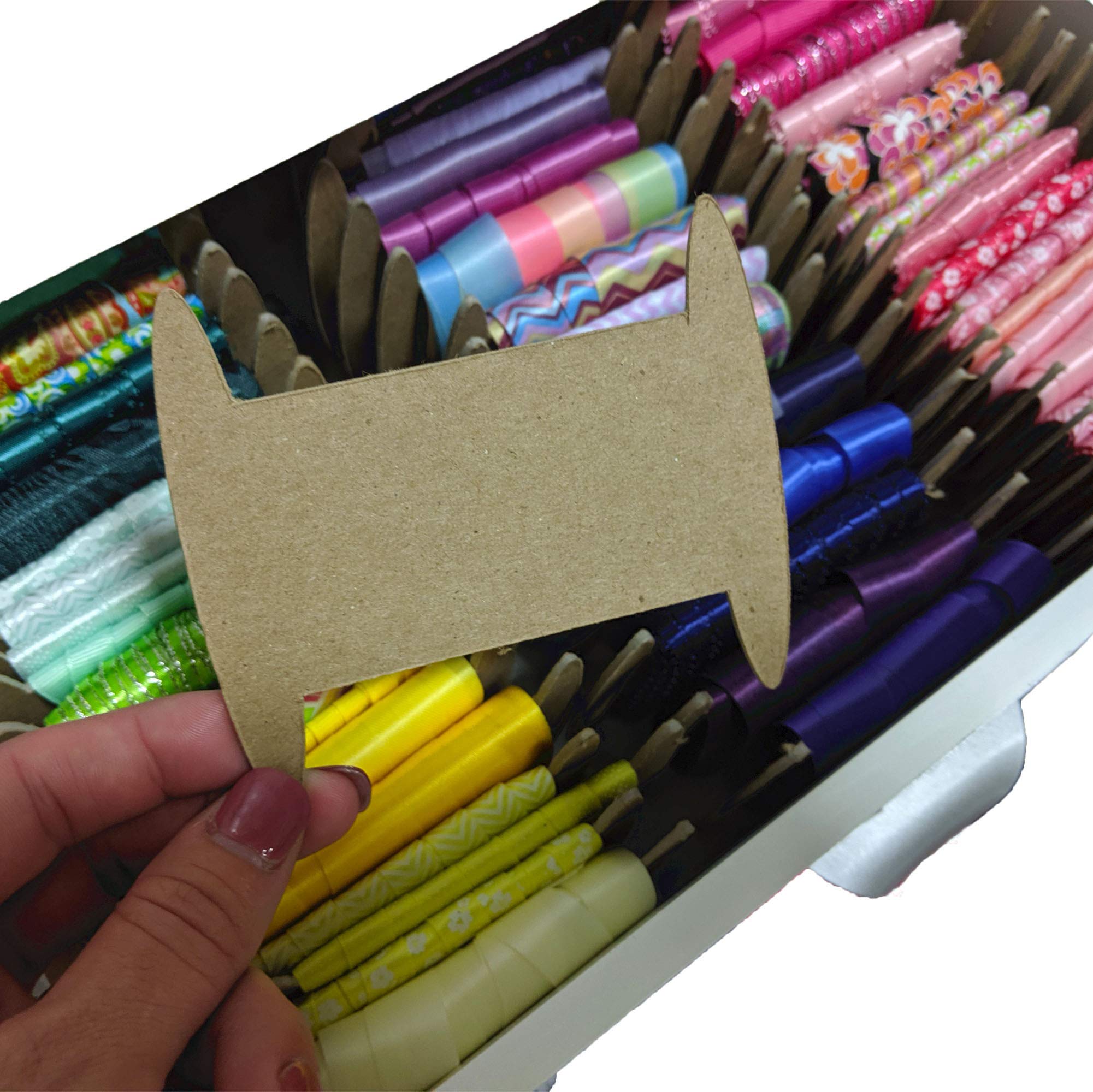 Ribbon Storage Ribbon Spools (50 spools) - Craft Organizer-Wrapping Paper Storage-Bin-Storage Cabinet Organization-Twine Storage Wrapping GiveThanks with a Ribbon Card (Medium)