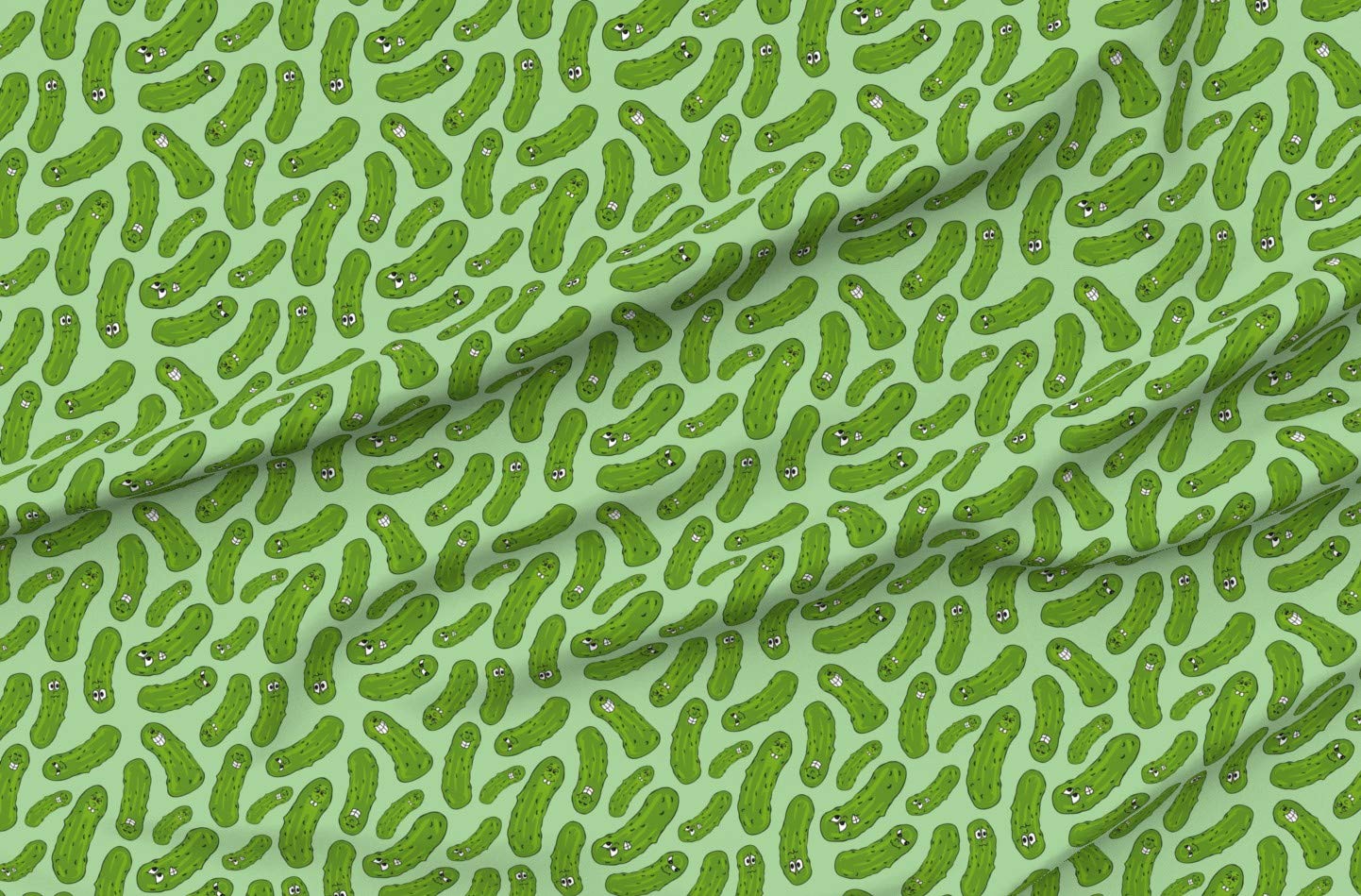 Spoonflower Fabric - Pretty Pickles Pickled Cucumbers Jars Faces Printed on Petal Signature Cotton Fabric Fat Quarter - Sewing Quilting Apparel Crafts Decor