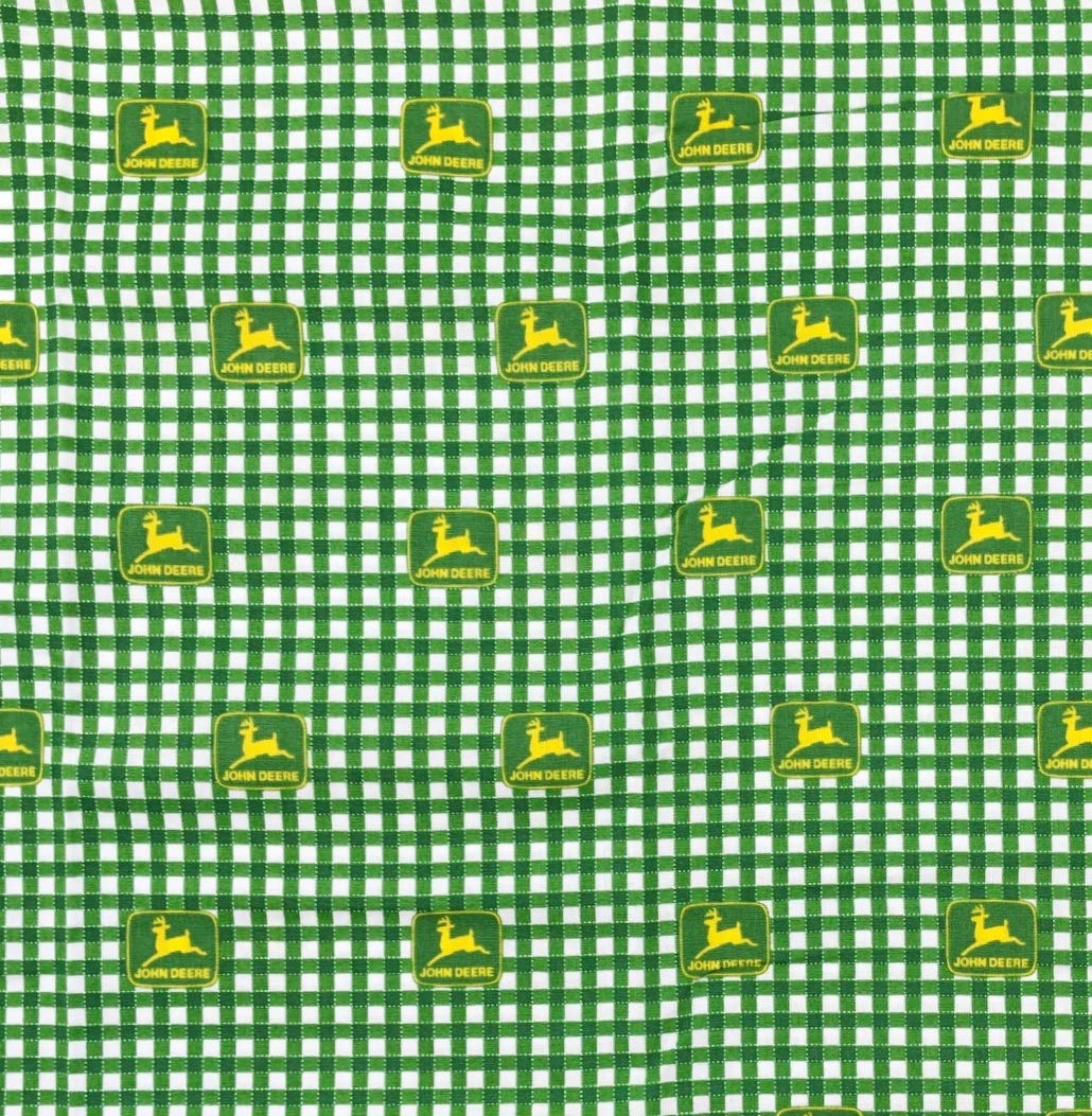 1/2 Yard - John Deere Farm Tractor Gingham Check Cotton Fabric - Officially Licensed (Great for Quilting, Sewing, Craft Projects, Throw Blankets & More) 1/2Yard X 44"