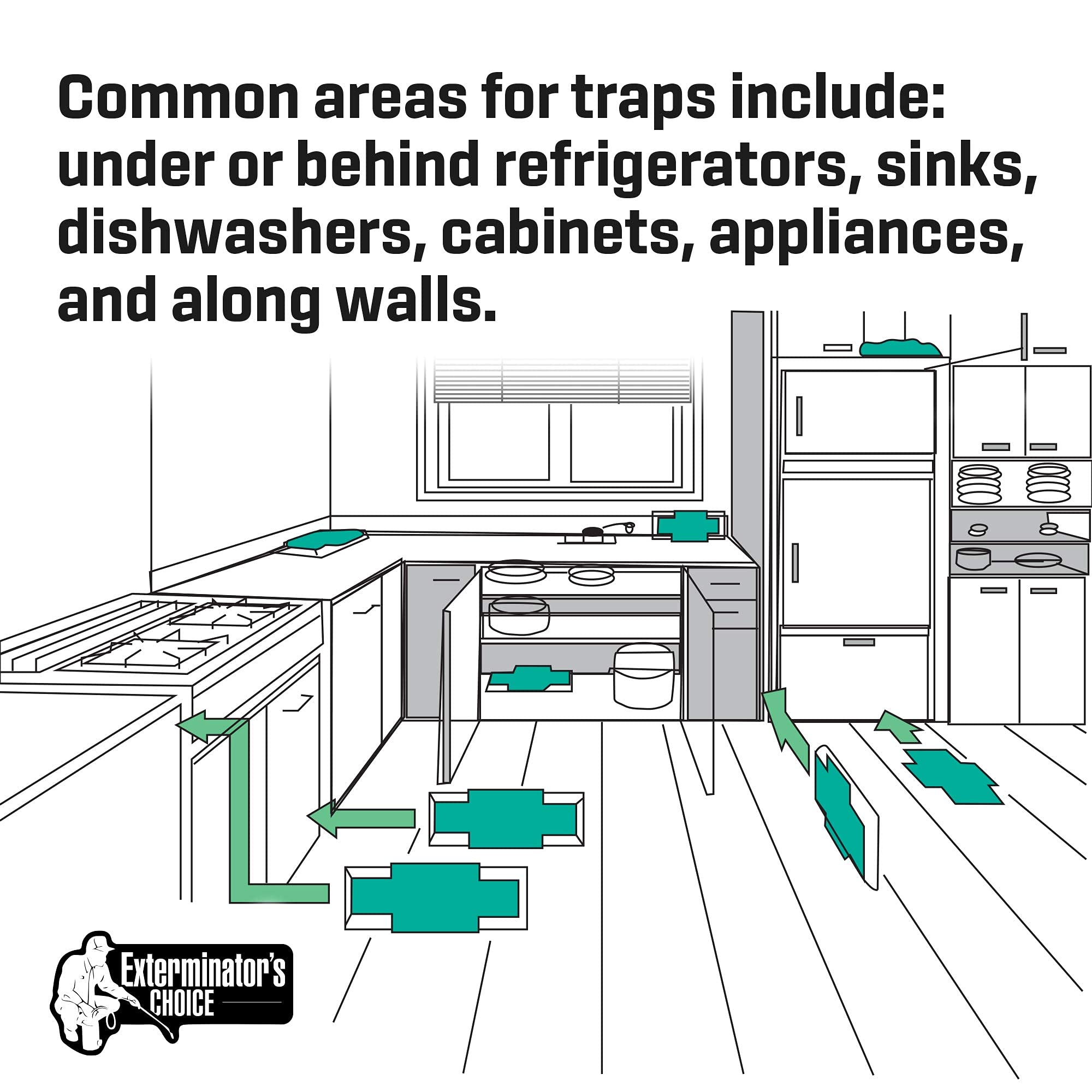 Exterminator’s Choice - Peel and Stick Glue Traps - Professional Quality Covered Glue Sticky Traps - Easy Pest Control for Ants, Roaches, Crickets, Spiders, Beetles and More - Includes 10 Traps