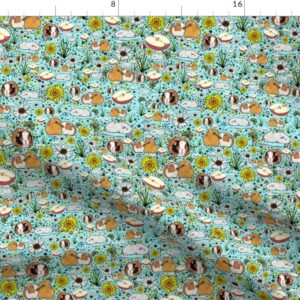 Spoonflower Fabric - Guinea Pigs Blue Pig Cute Cool Printed on Petal Signature Cotton Fabric Fat Quarter - Sewing Quilting Apparel Crafts Decor