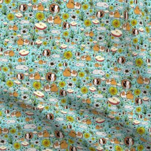 Spoonflower Fabric - Guinea Pigs Blue Pig Cute Cool Printed on Petal Signature Cotton Fabric Fat Quarter - Sewing Quilting Apparel Crafts Decor