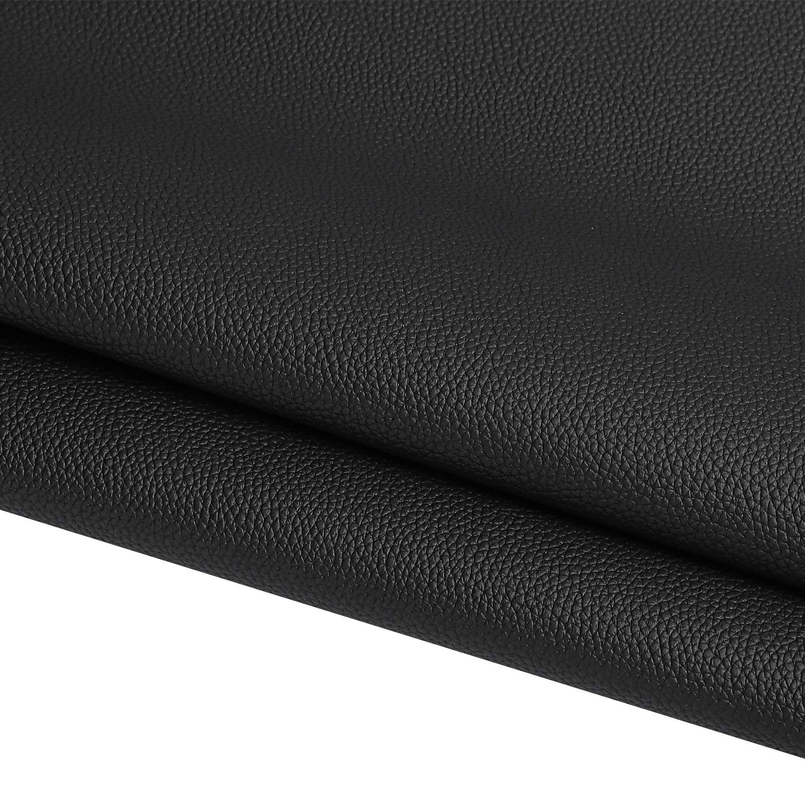 Marine Vinyl Faux Leather Upholstery Fabric 0.9 mm Thickness: Waterproof, Scratch-Resistant, Perfect for Upholstering Cars, Outdoor Yachts, and Home Furniture (Black,Pre-Cut 1 Yard)