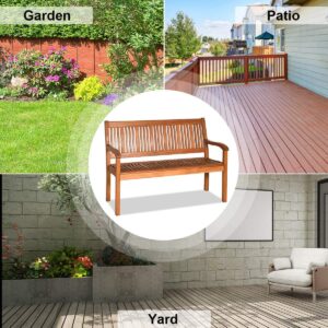 LDAILY Moccha Wood Outdoor Bench, Multi-use, Sturdy and Durable, Easy Assembly, Natural Teak Material, Ideal for Garden, Patio, Porch