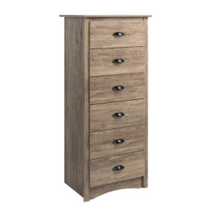 Prepac Salt Spring 6-Drawer Tall Chest, Drifted Gray & Salt Spring 3-Drawer Tall Nightstand, Drifted Gray