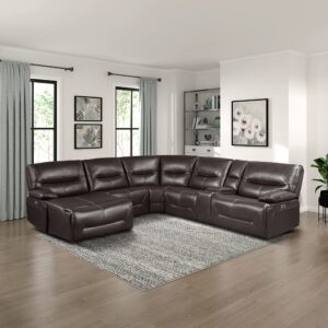 lexicon westby power modular reclining sectional sofa, left side chaise, brown