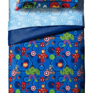 Jay Franco Marvel Super Hero Adventures Hero Together 4Piece Toddler Bed Set Super Soft Microfiber Bed Set Includes Toddler Size Comforter & Sheet Bedding Features The Avengers Official Product