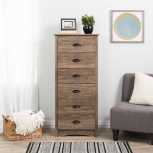 Prepac Salt Spring 6-Drawer Tall Chest, Drifted Gray & Salt Spring 3-Drawer Tall Nightstand, Drifted Gray