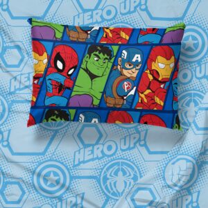 Jay Franco Marvel Super Hero Adventures Hero Together 4Piece Toddler Bed Set Super Soft Microfiber Bed Set Includes Toddler Size Comforter & Sheet Bedding Features The Avengers Official Product