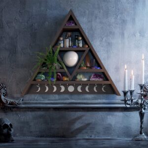 AMERICA EMPIRE Meditation Triangle Shelf for Crystals | Triangle Wall Shelf. Crystal Shelf Display for Stones. Witchy Decor for The Home, Crystal Holder. Crystal Display Shelf | Witchy Home Decor