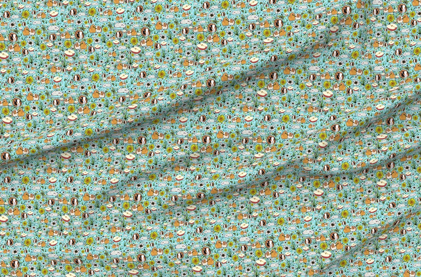 Spoonflower Fabric - Guinea Pigs Blue Pig Cute Cool Printed on Petal Signature Cotton Fabric Fat Quarter - Sewing Quilting Apparel Crafts Decor