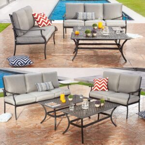 PatioFestival Patio Conversation Set 6 Pieces Metal Outdoor Furniture Seating Sets with Grey Thick Cushions