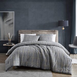 kenneth cole new york - twin duvet cover set, cotton bedding with matching sham, all season home decor (sussex flannel black, twin)