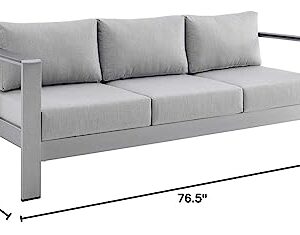 Modway Shore EEI-4228-SLV-GRYShore Sunbrella Patio Sofa in Silver Gray, 27.5 x 76.5 x 24.5