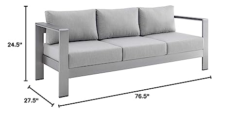 Modway Shore EEI-4228-SLV-GRYShore Sunbrella Patio Sofa in Silver Gray, 27.5 x 76.5 x 24.5