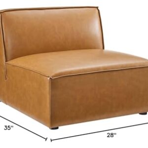 Modway Restore Vegan Leather Sectional Sofa Armless Chair in Tan