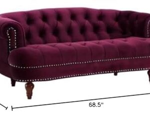 Jennifer Taylor Home Ariana Victorian Chesterfield Loveseat, Burgundy Velvet