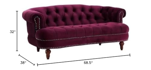 Jennifer Taylor Home Ariana Victorian Chesterfield Loveseat, Burgundy Velvet