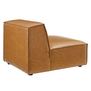 Modway Restore Vegan Leather Sectional Sofa Armless Chair in Tan